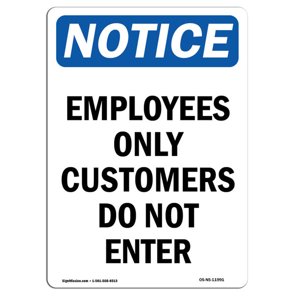 Signmission Employees Only Customers Do Not Enter Sign Wayfair